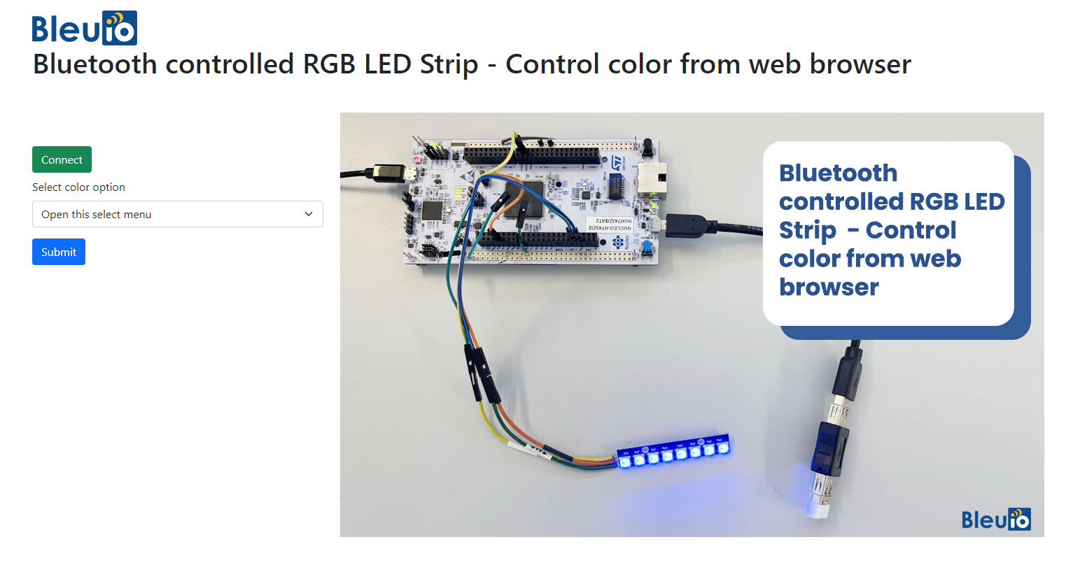 Bluetooth Low Energy based RGB LED Strip color control from a web browser and STM32 - BleuIO ...