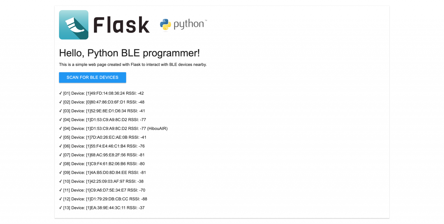 Building Ble Web Application With Python Flask And Bleuio Bleuio Create Bluetooth Low Energy