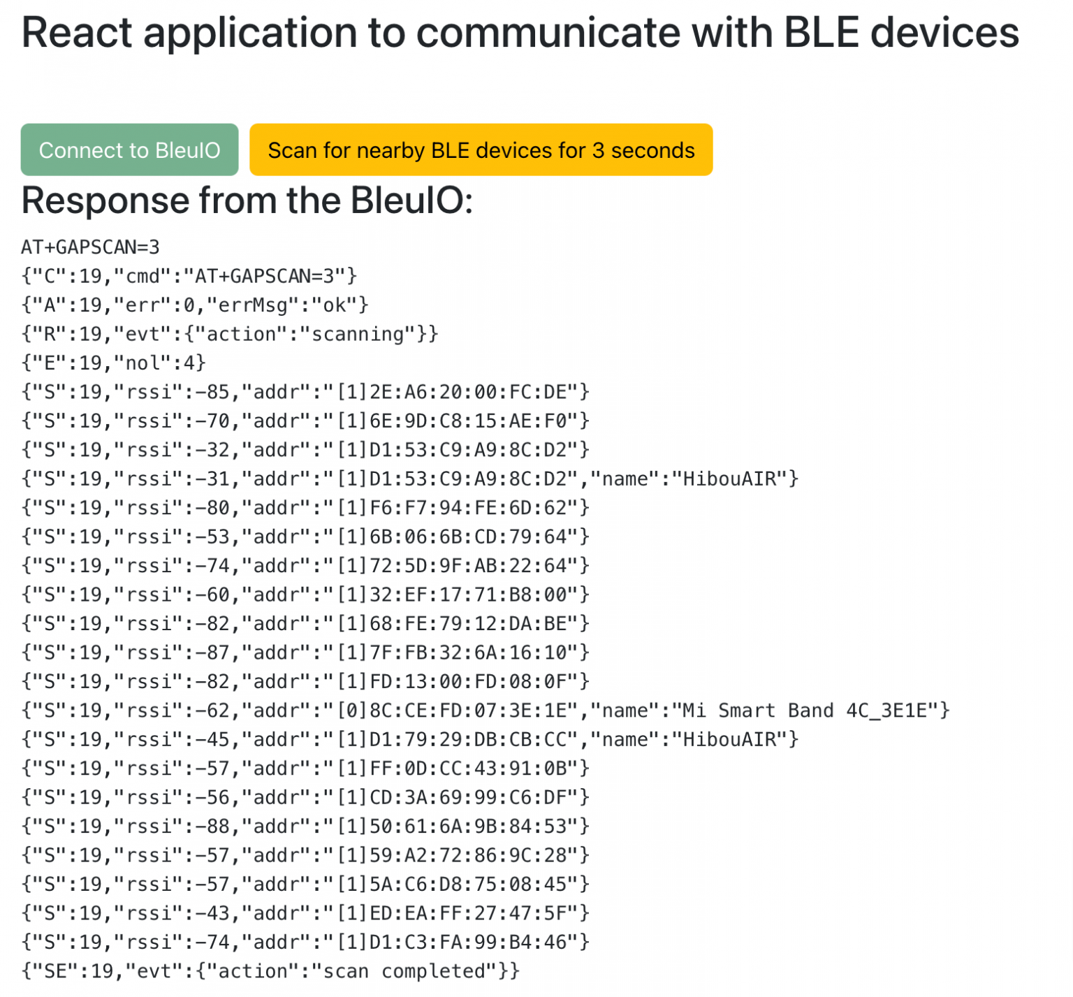 Building A Ble Application With Reactjs And Bleuio Bleuio Create Bluetooth Low Energy